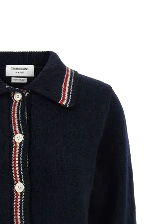 Thom Browne Hector Pointelle-knit Cardigan - Navy Blue