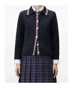 Thom Browne Hector Pointelle-knit Cardigan - Navy Blue