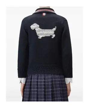 Thom Browne Hector Pointelle-knit Cardigan - Navy Blue