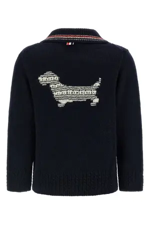Thom Browne Hector Pointelle-knit Cardigan - Navy Blue