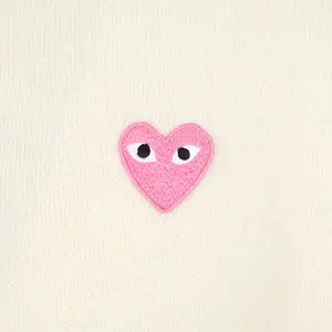 Play Comme Des Garcon Heart-patterned Crew-neck Cardigan - Natural