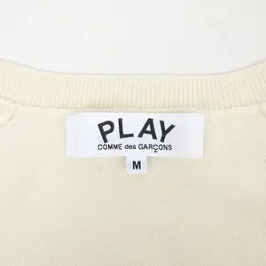 Play Comme Des Garcon Heart-patterned Crew-neck Cardigan - Natural
