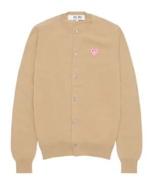 Play Comme Des Garcon Heart-patch Cardigan - Camel