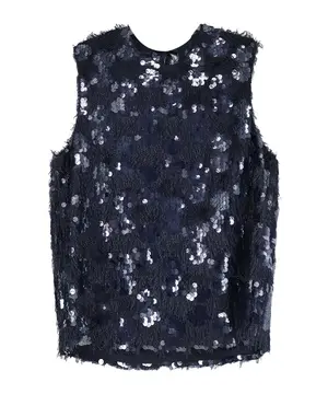 SEMICOUTURE Sequinned Fringe Sleeveless Top - Black