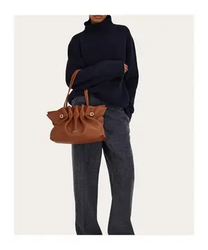 FERRAGAMO Soft Leather Shoulder Bag - Cognac