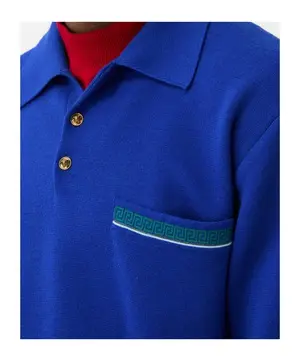 Versace Jacquard Wool-knit Polo Sweater