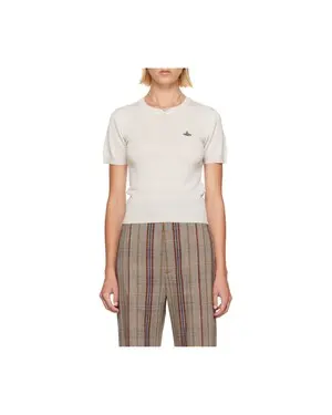 VIVIENNE WESTWOOD Bea Logo Knitted Top - Limestone