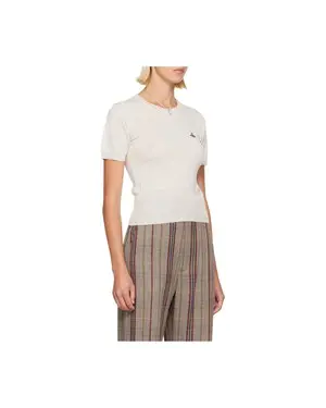 VIVIENNE WESTWOOD Bea Logo Knitted Top - Limestone