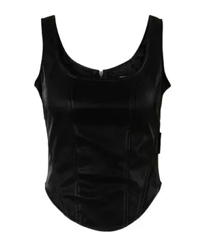Off-White Zip-up Corset Top - Black