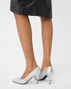 Versace Metallic Nappa Pumps 90 Mm - Silver