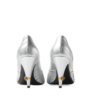 Versace Metallic Nappa Pumps 90 Mm - Silver