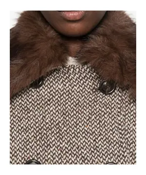 Liu Jo Herringbone Faux-fur Collar Coat