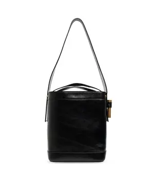 Versace Pivot Small Leather Bucket Bag - Black
