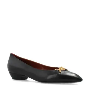 Versace Pointed-toe Leather Ballet Flats