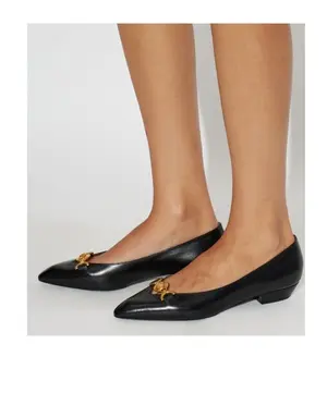 Versace Pointed-toe Leather Ballet Flats