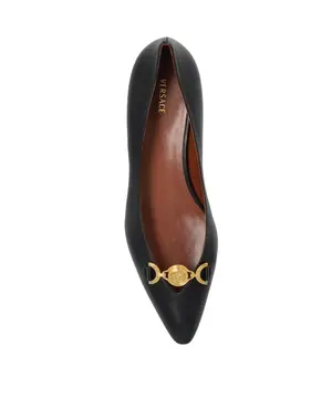 Versace Pointed-toe Leather Ballet Flats