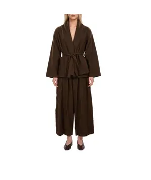 UMA WANG Casual Lace-up Jacket - Dark Brown