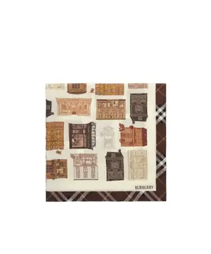 Burberry Storefront-print Silk Scarf - Treacle Brown