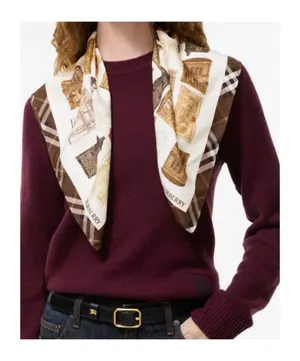 Burberry Storefront-print Silk Scarf - Treacle Brown