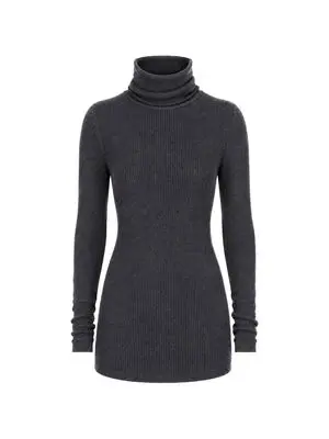 Rick Owens Ribbed Turtleneck Knitted Top - Black