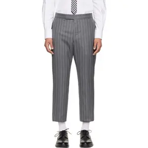 Thom Browne Chalk-stripe Wool Trousers - Medium Gray