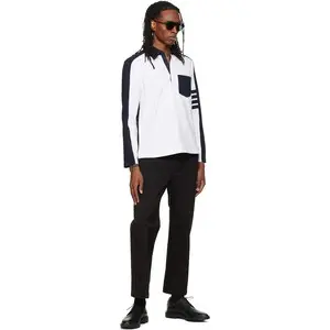 Thom Browne Navy Blue Oversized Colorblock Rugby Polo Shirt