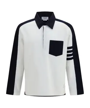 Thom Browne Oversized Panelled Rugby Polo Shirt - White