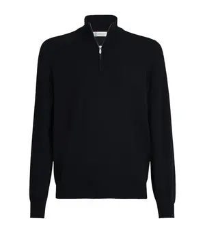 Brunello Cucinelli Cashmere Quarter-zip Sweater - Black