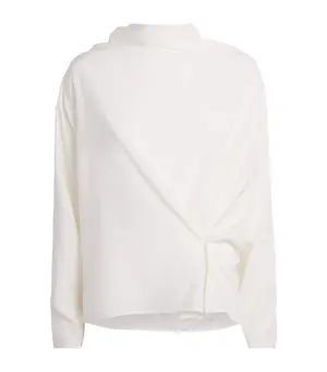 Source Unknown Long-sleeve Draped Pisa Blouse - White