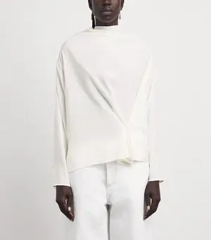 Source Unknown Long-sleeve Draped Pisa Blouse