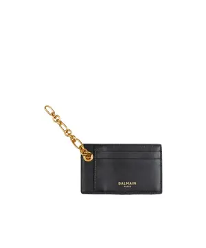 Balmain Pulse Card Holder In Monogram Jacquard - Black