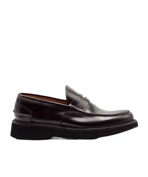 GREEN GEORGE Penny Leather Loafers - Black