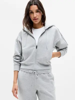 Athleta Forever Fleece Classic Full Zip Sweatshirt - Grey