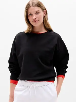 Athleta Forever Fleece Classic Crew Sweatshirt - Black