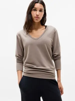 Athleta Coaster Luxe V-neck Sweatshirt - Umber
