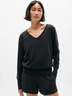 Athleta Coaster Luxe V-neck Sweatshirt - Black