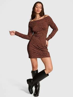 Pink 24/7 Lounge Modal Oﬀ-the-shoulder Dress - Print
