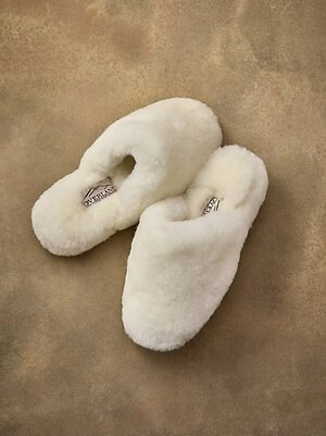 Overland S Sutton Shearling-lined Sheepskin Scuff Slippers - Ivory
