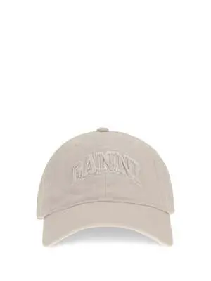 GANNI Canvas Cap With Logo - Cream