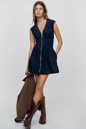Maeve Tommie Faux Suede Mi Shirtdress - Dark Navy