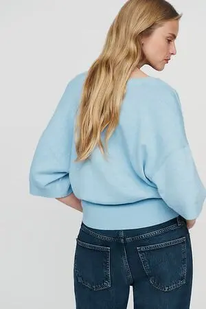 Maeve Cotton Mero Plunge V-neck Sweater