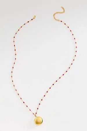 HEATHER HAWKINS North Star Locket Necklace - Pink Pattern