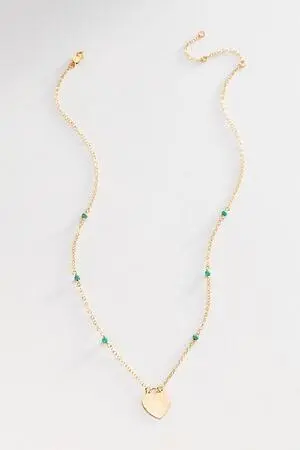 HEATHER HAWKINS Hammered Heart Padlock Necklace - Turquoise