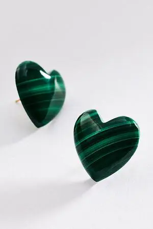 HEATHER HAWKINS Heart Stud Earrgs - Green Pattern