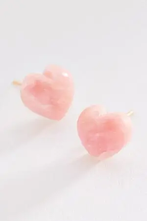 HEATHER HAWKINS Heart Stud Earrgs - Pink Pattern