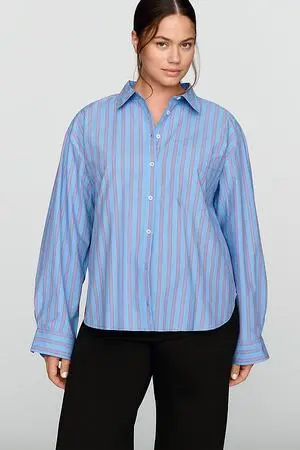 Maeve Cotton Button-up Shirt - Blue Combo