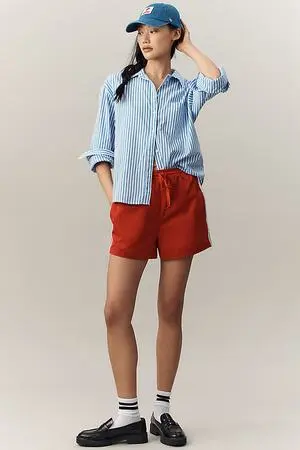 Maeve Cotton Button-up Shirt - Blue Stripe