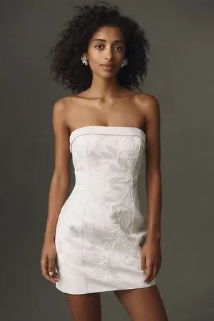 Bhldn Strapless Sat Mi Dress - Ivory