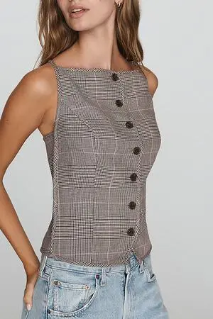 Maeve Sleeveless Structured Button-front Top