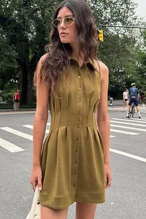 EXQUISE Tobie Ptuck Mi Dress - Olive